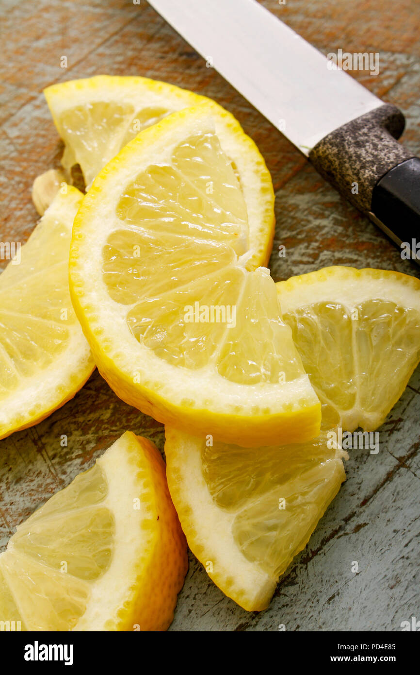 preparing fresh lemons Stock Photo - Alamy