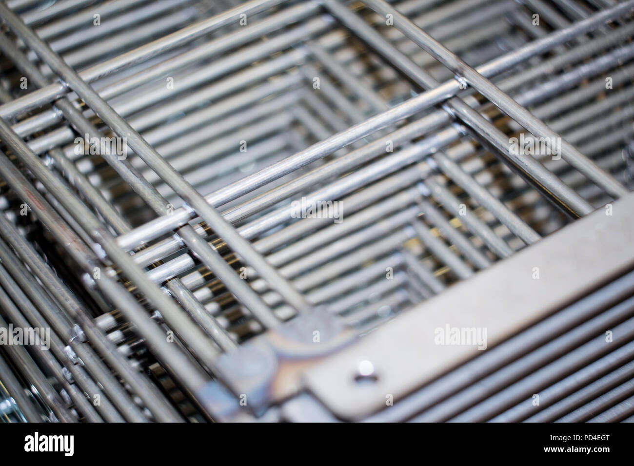 Stack of welded metal steel wire pieces grid shaped shelf panels Stock ...