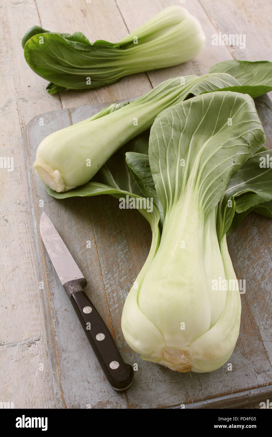 preparing pac choi vegetable Stock Photo - Alamy