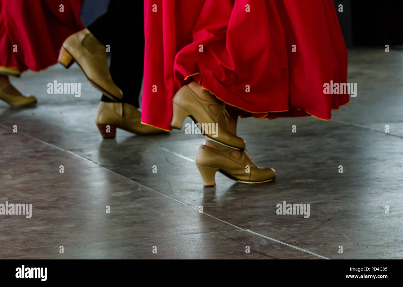 closeup of a typical shoes to the traditional Spanish flamenco dance ...
