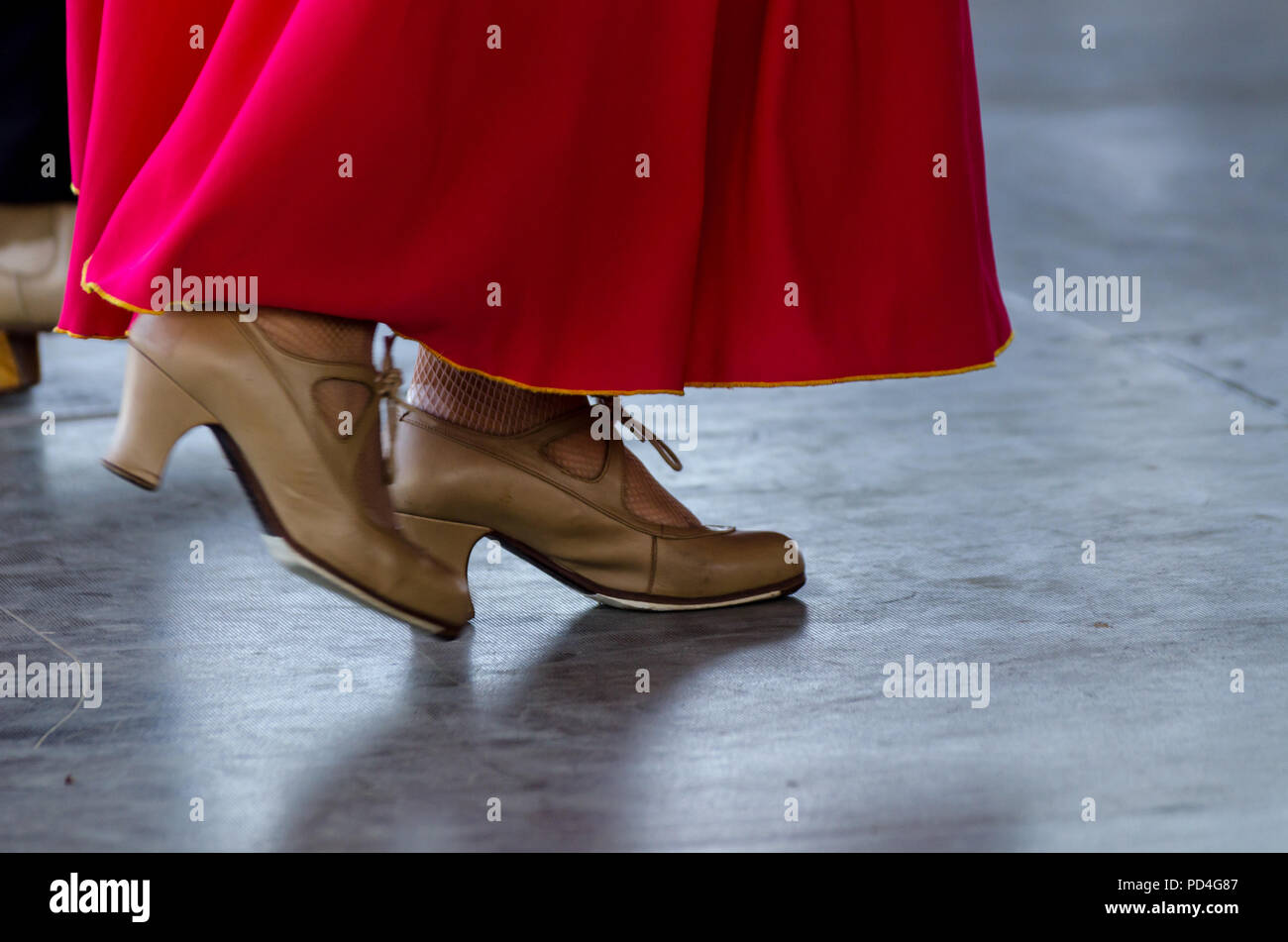 closeup of a typical shoes to the traditional Spanish flamenco dance ...