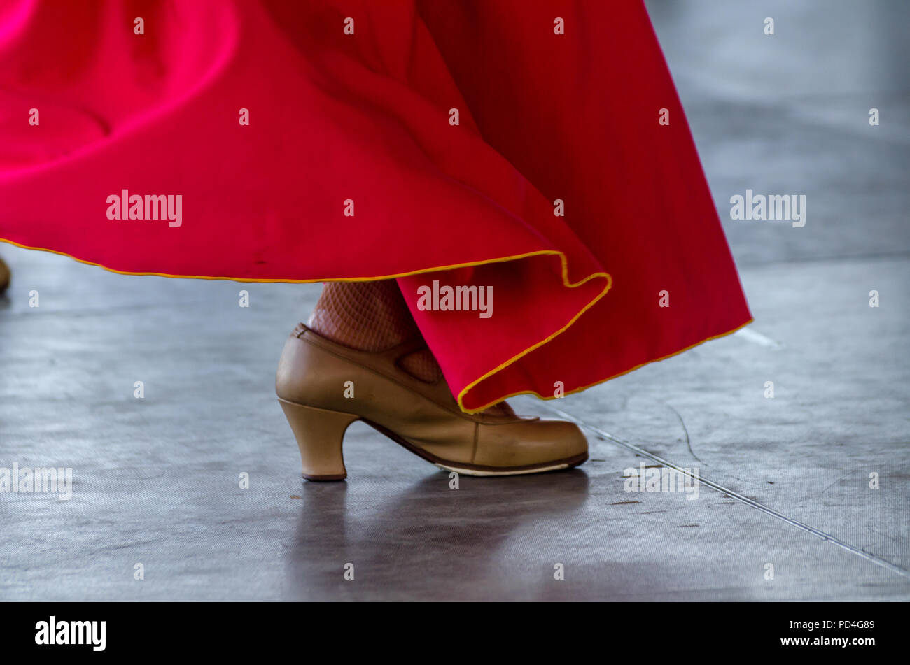closeup of a typical shoes to the traditional Spanish flamenco dance ...