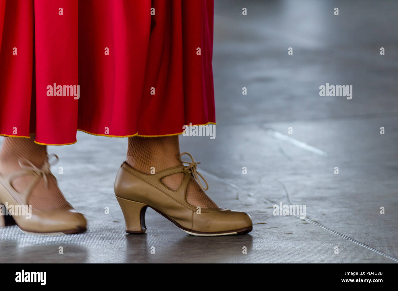 closeup of a typical shoes to the traditional Spanish flamenco dance ...