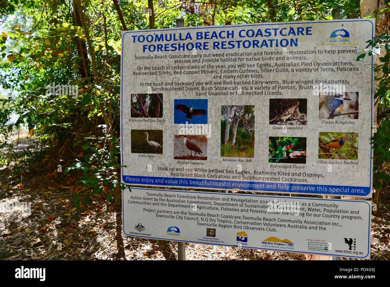 Toomulla beach coastcare foreshore restoration sign hi-res stock ...