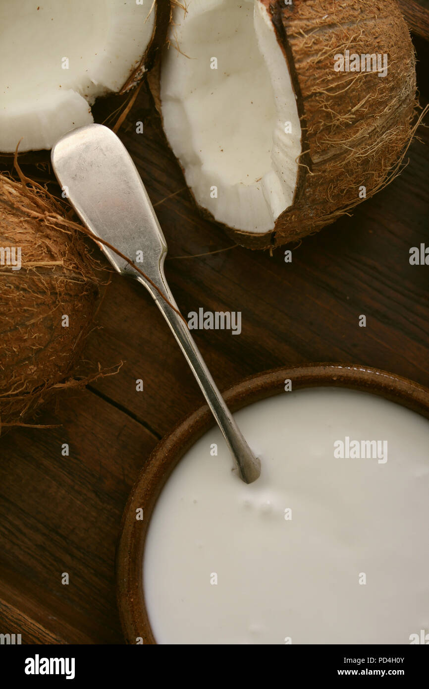 fresh coconut with milk Stock Photo - Alamy