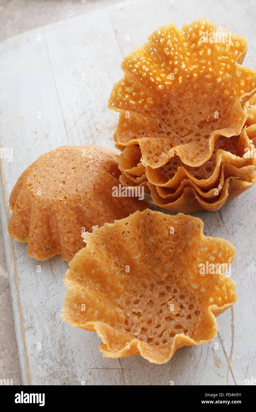 brandy snap baskets Stock Photo - Alamy