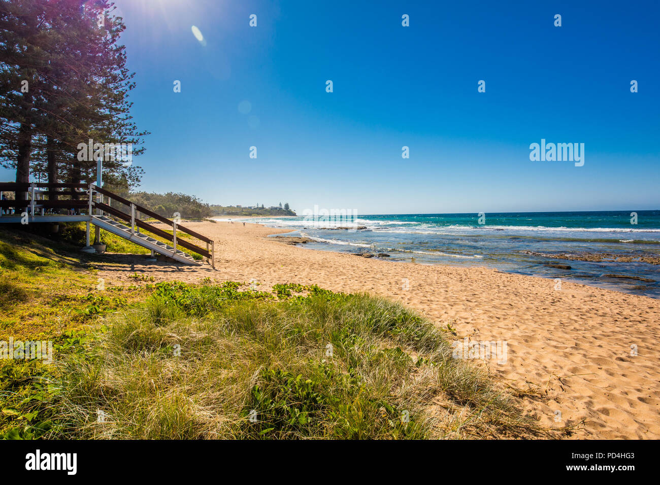 Sunny view of Shelly Beach at Caloundra, Sunshine Coast, Australia ...