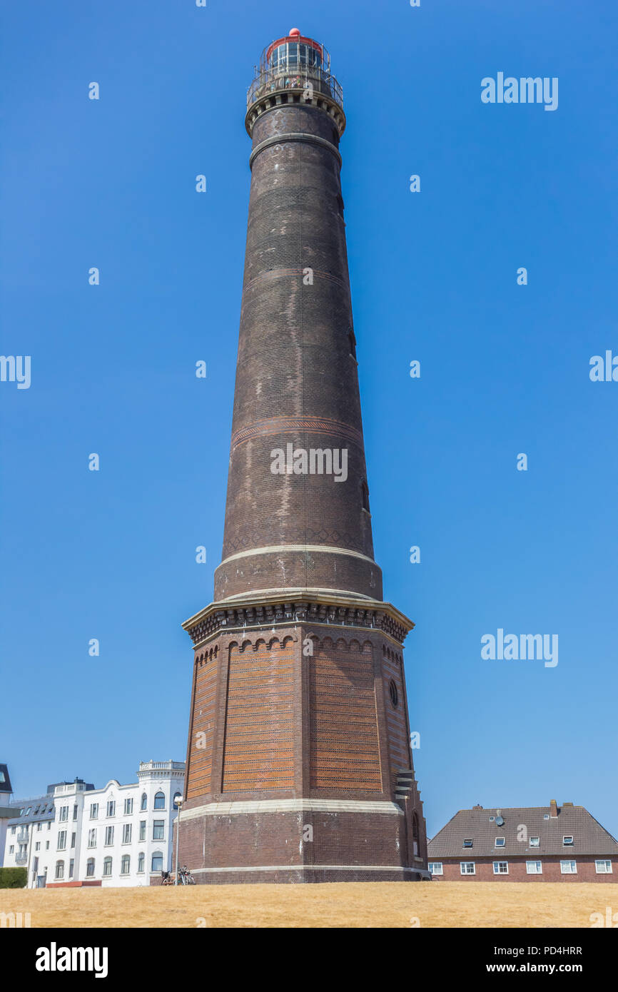Historic lighthouse on the central square of Borkum, Germany Stock ...