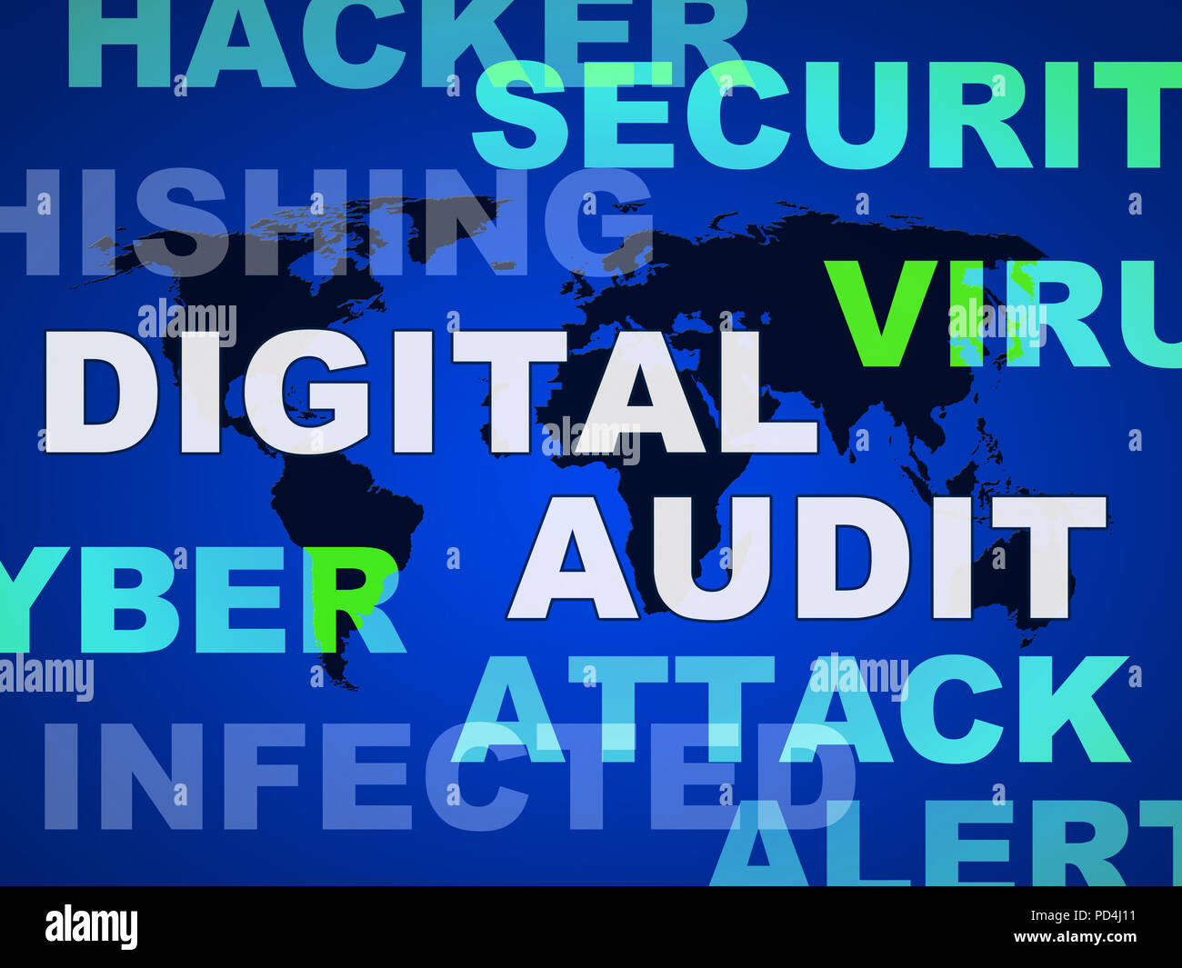 Digital Audit Cyber Network Examination 2d Illustration Shows Analysis ...