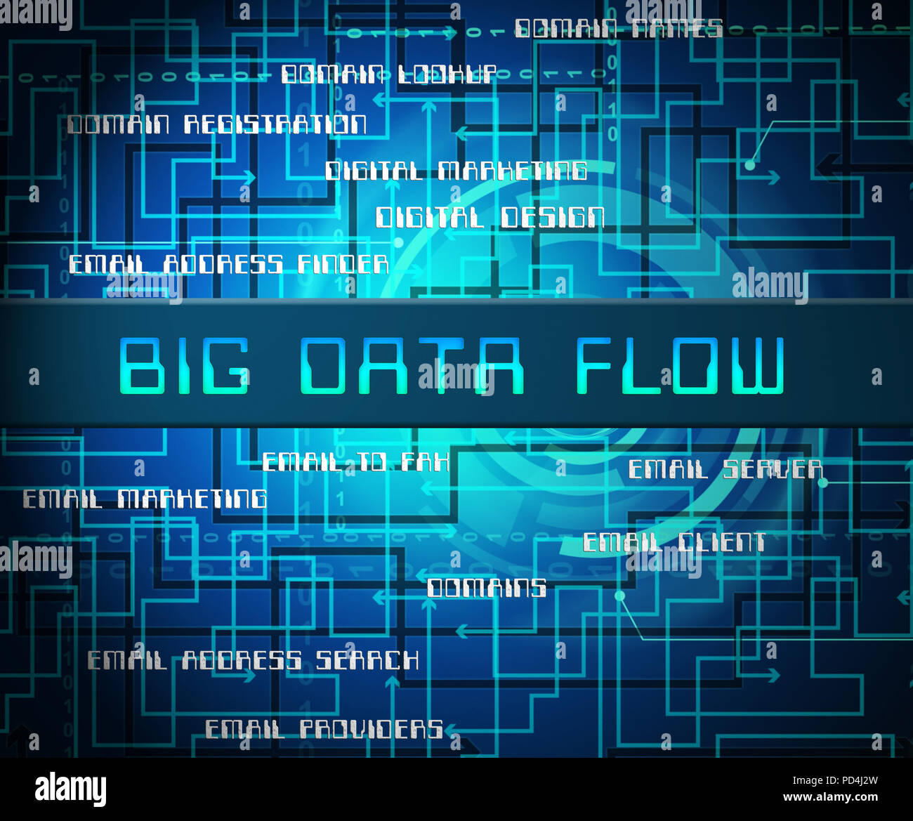 Bigdata Flow Stream Of Big Data 2d Illustration Shows A Fluid ...