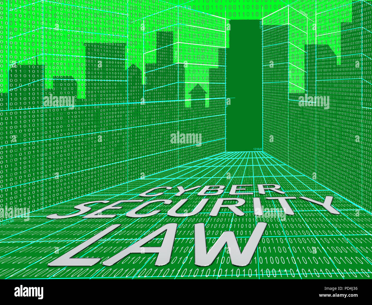 Cyber Security Law Digital Legislation 3d Illustration Shows Digital ...