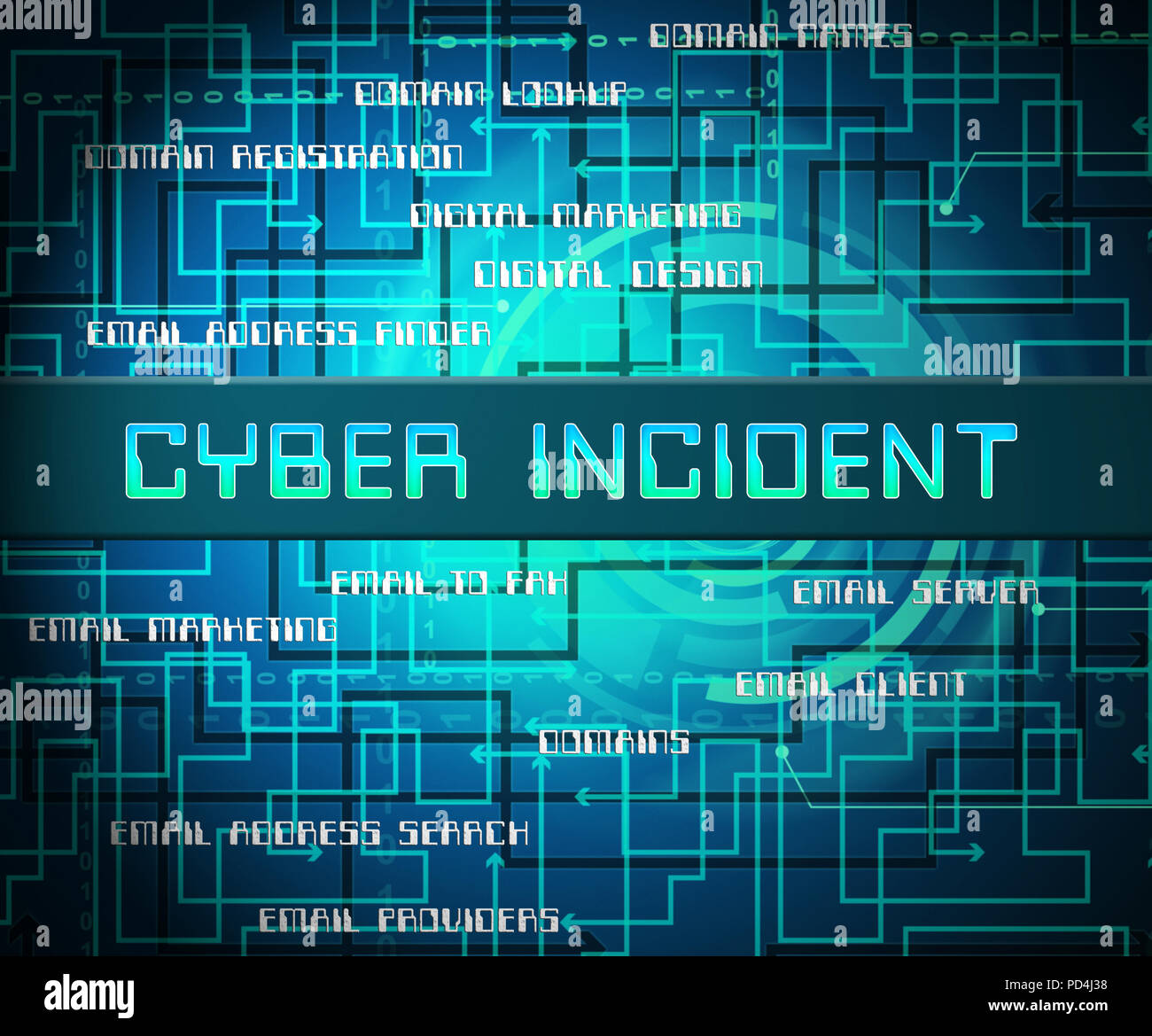 Cyber Incident Data Attack Alert 2d Illustration Shows Hacked Networks ...
