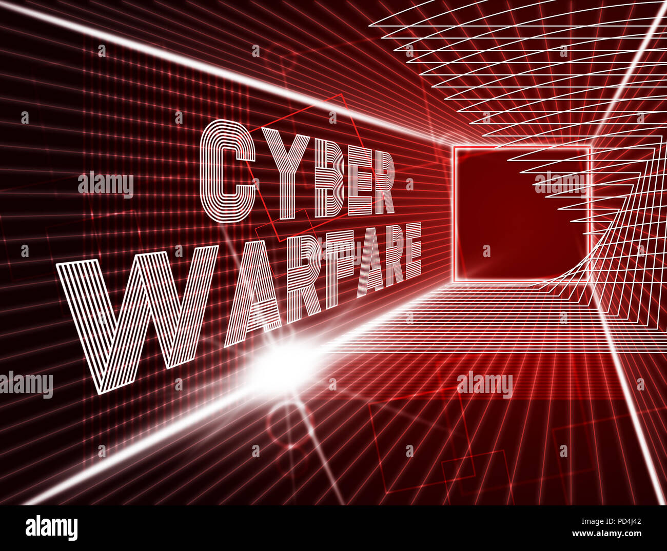 Cyberwarfare Digital Armed Attack Surveillance 3d Illustration Shows ...