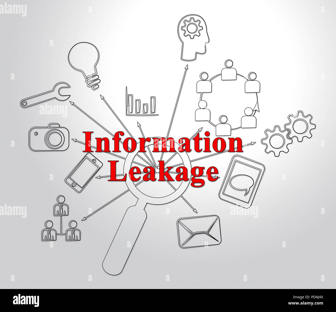 Information Leakage Unprotected Digital Flow 2d Illustration Shows Loss ...