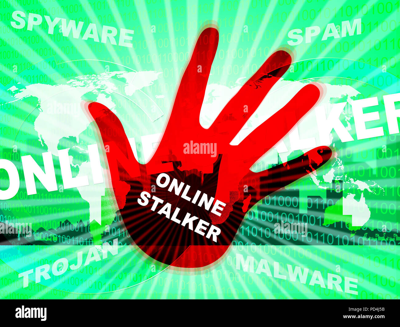 Online Stalker Evil Faceless Bully 2d Illustration Shows Cyberattack or ...