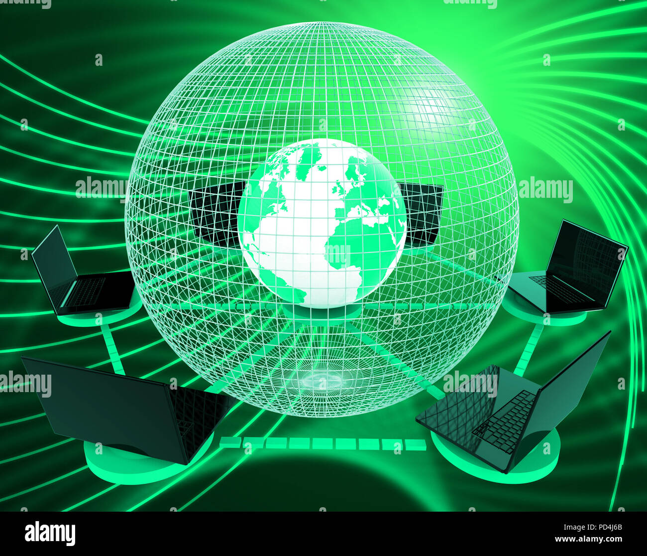Interconnected Globe World Technology Link 3d Rendering Shows Worldwide ...