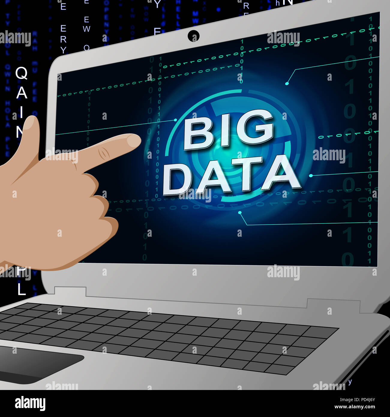 Bigdata Flow Stream Of Big Data 3d Illustration Shows A Fluid ...