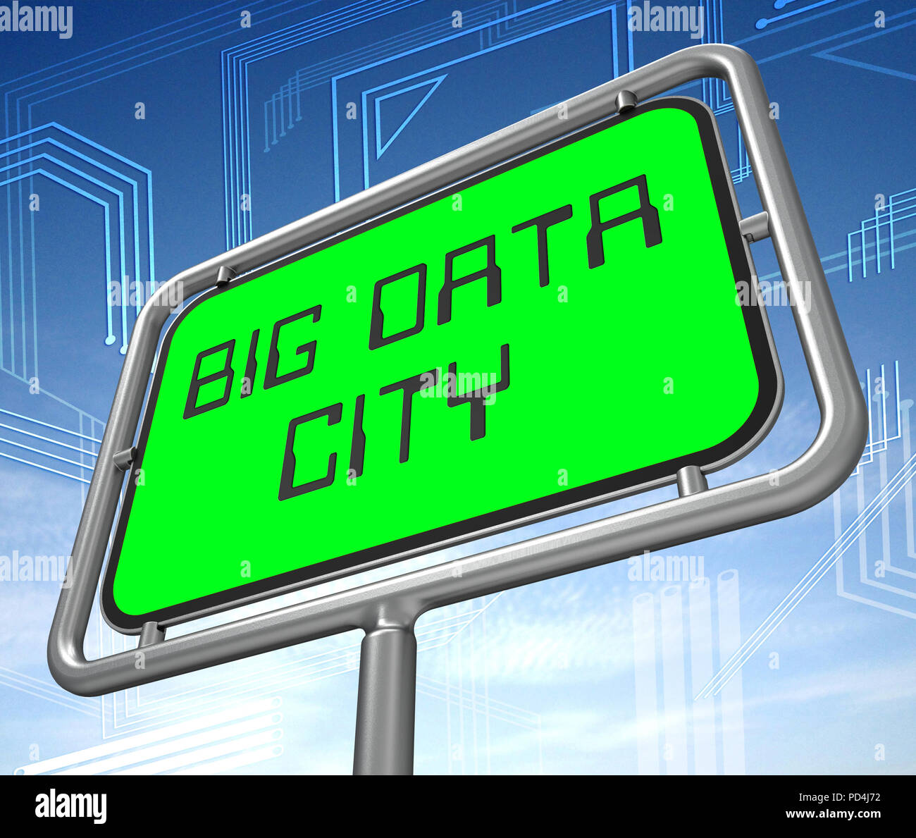 Big Data City Road Sign 3d Illustration Shows Suburban Bigdata ...