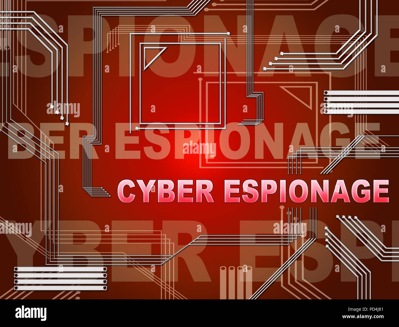 Cyber Espionage Criminal Cyber Attack 2d Illustration Shows Online ...