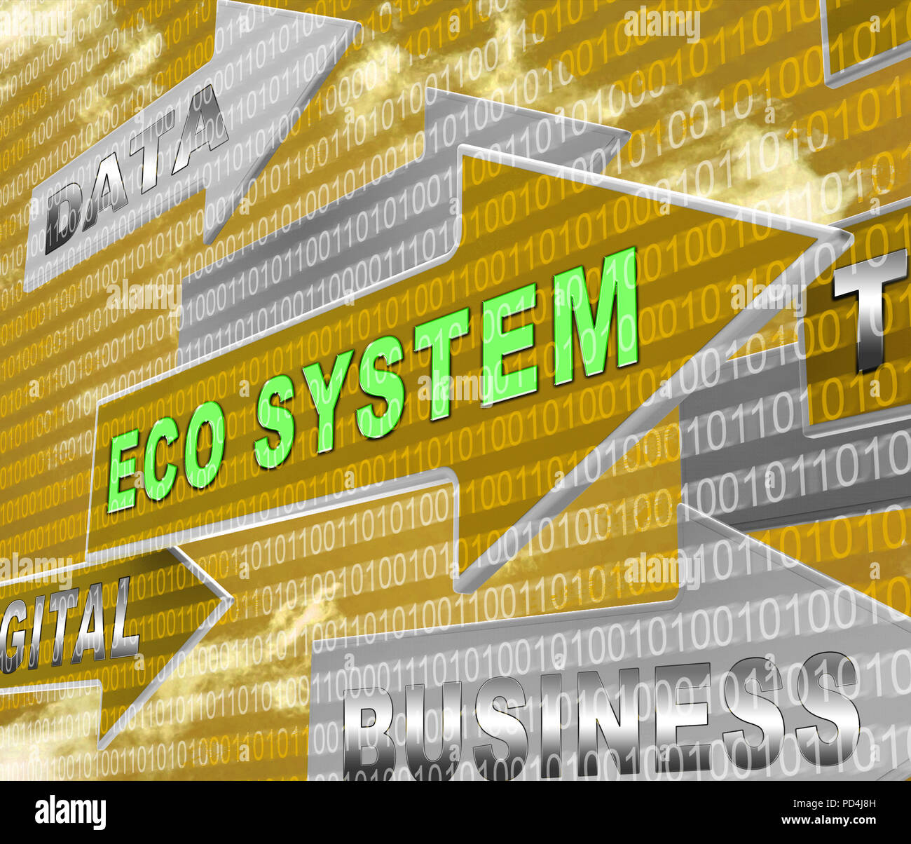 Digital Eco System Data Interaction 3d Rendering Shows Internet ...