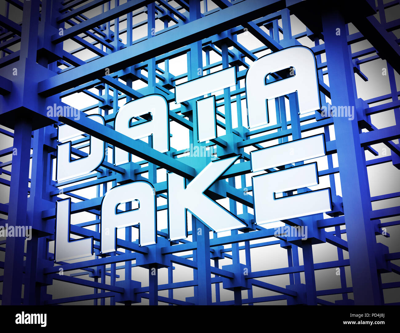 Data Lake Digital Datacenter Cloud 3d Rendering Shows Mainframe ...