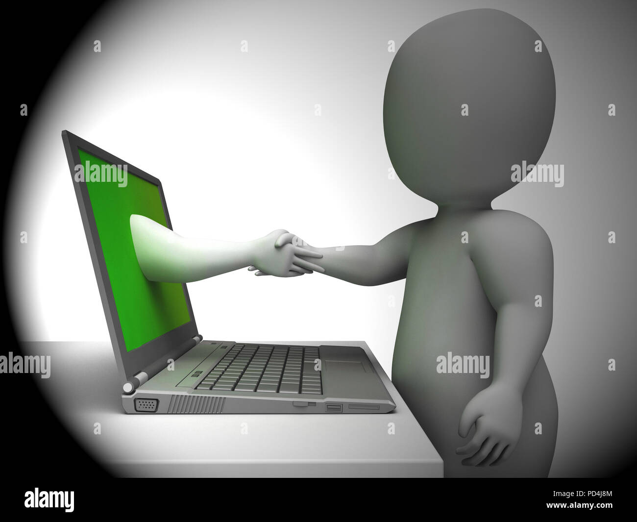 Cyber Handshake Virtual Interaction Sync 3d Rendering Shows Digital ...