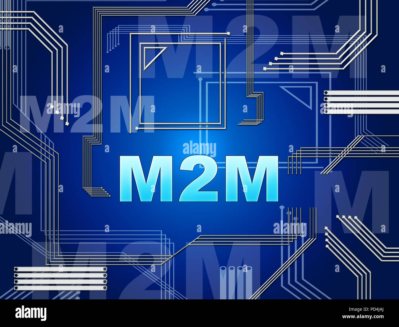 M2M Machine Connectivity And Cooperation 2d Illustration Shows ...