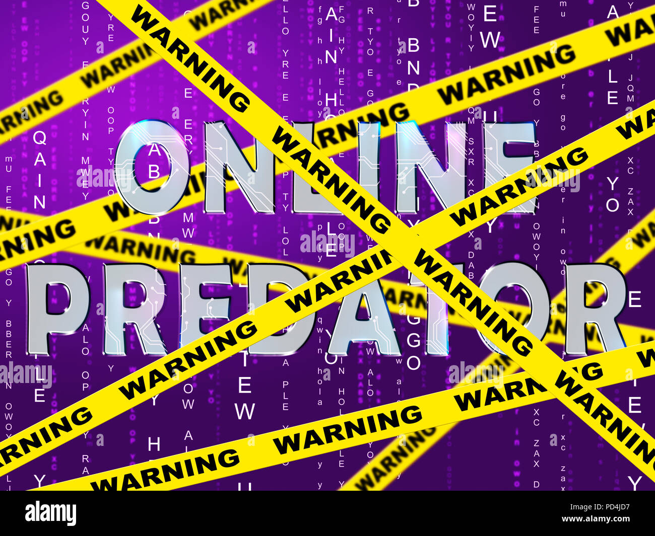 Online Predator Stalking Against Unknown Victim 2d Illustration Shows ...