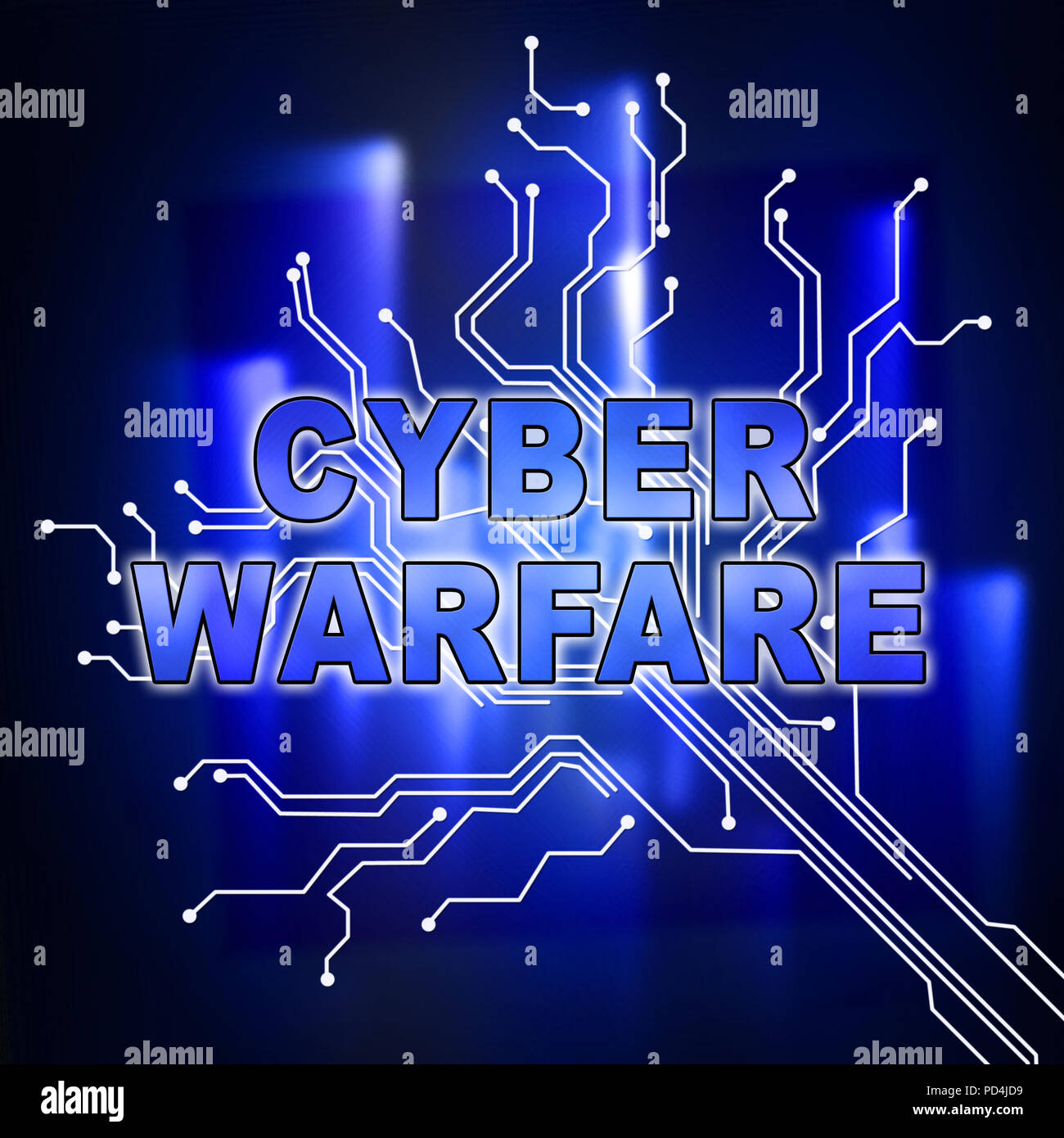 Cyberwarfare Digital Armed Attack Surveillance 3d Illustration Shows ...