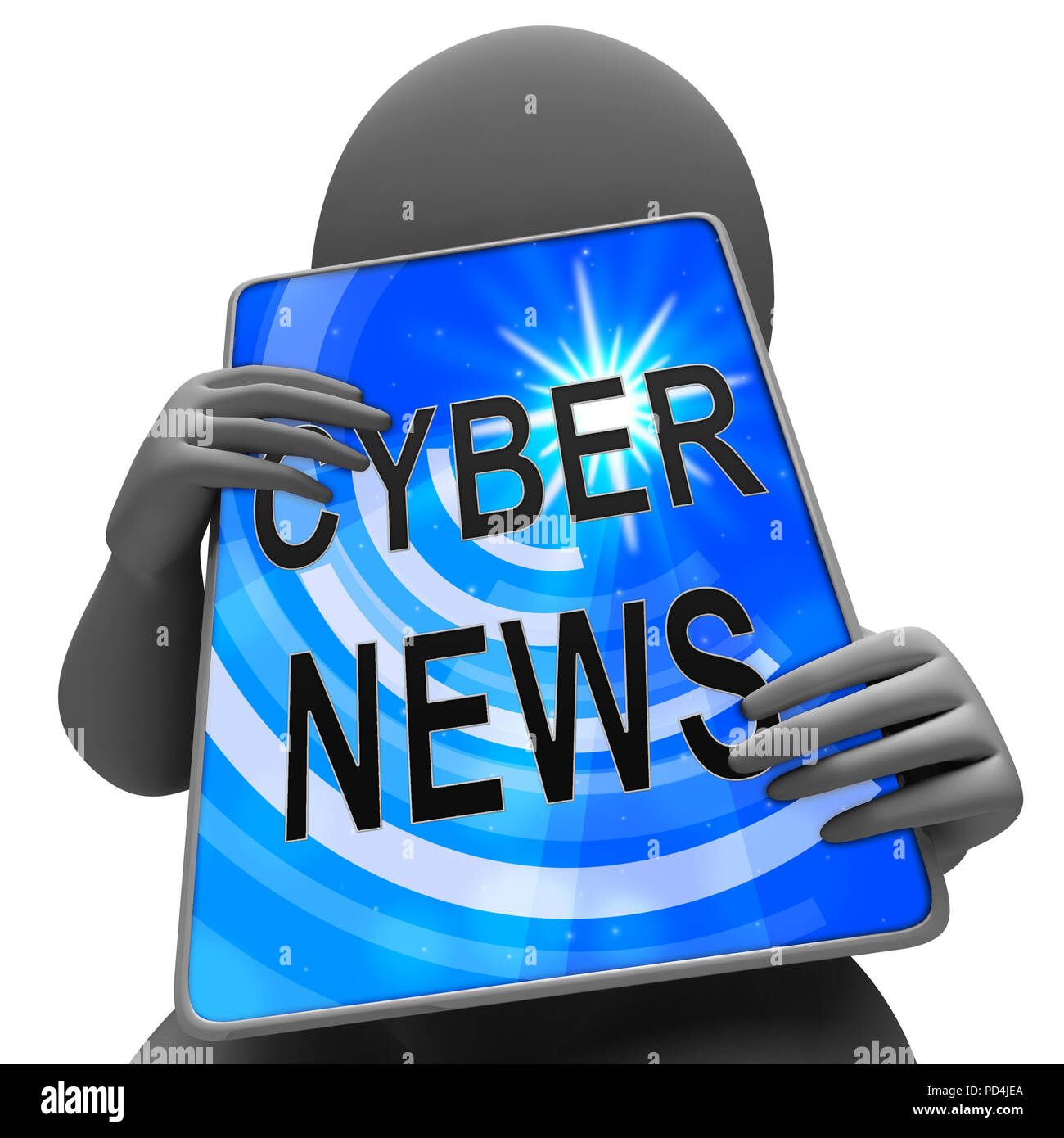 Cyber News Breaking Digital Headlines 3d Illustration Shows Internet ...