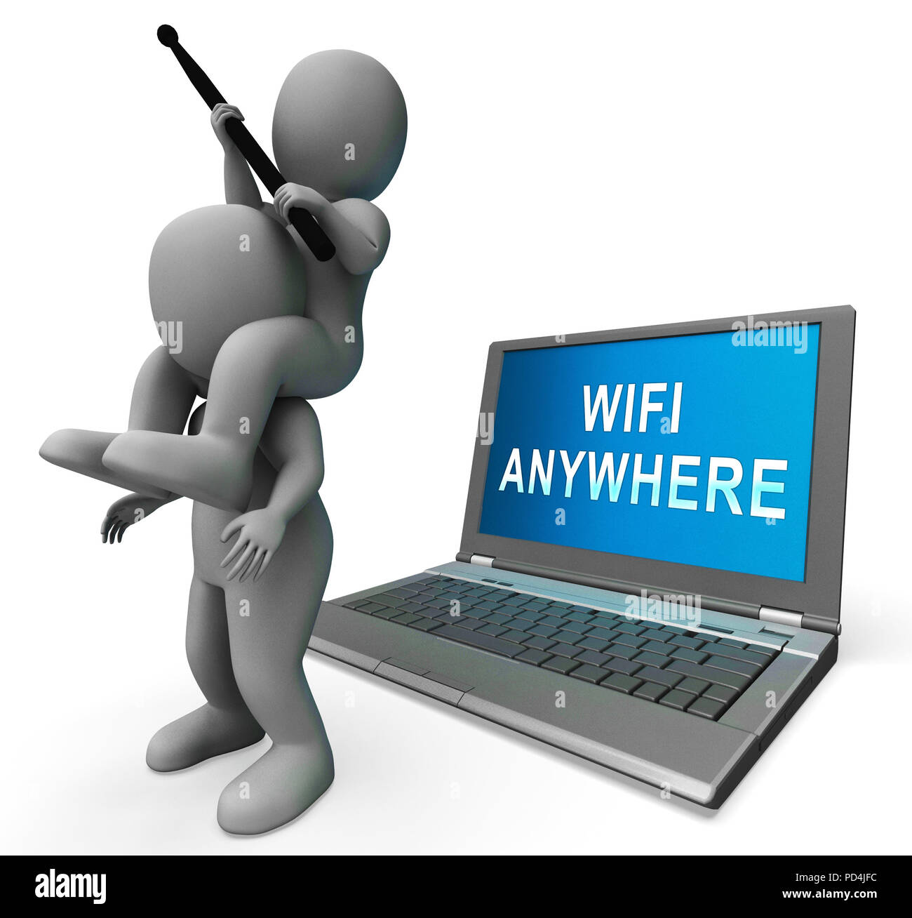 Free Wifi Anywhere Wireless Coverage 3d Rendering Shows Wireless ...