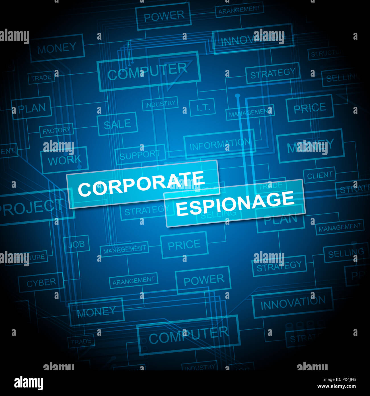 Corporate Espionage Covert Cyber Hacking 2d Illustration Shows ...