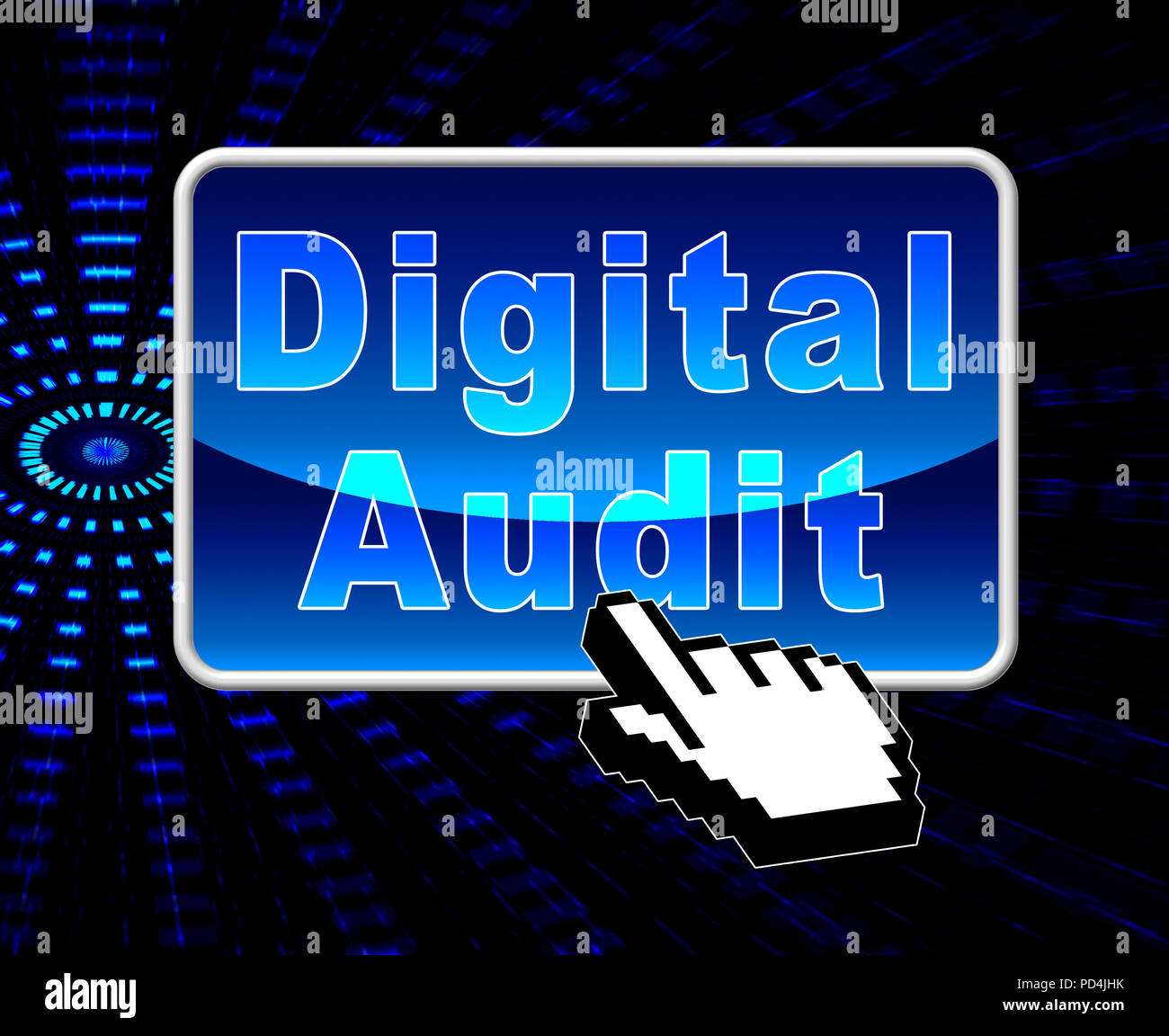 Digital Audit Cyber Network Examination 2d Illustration Shows Analysis ...