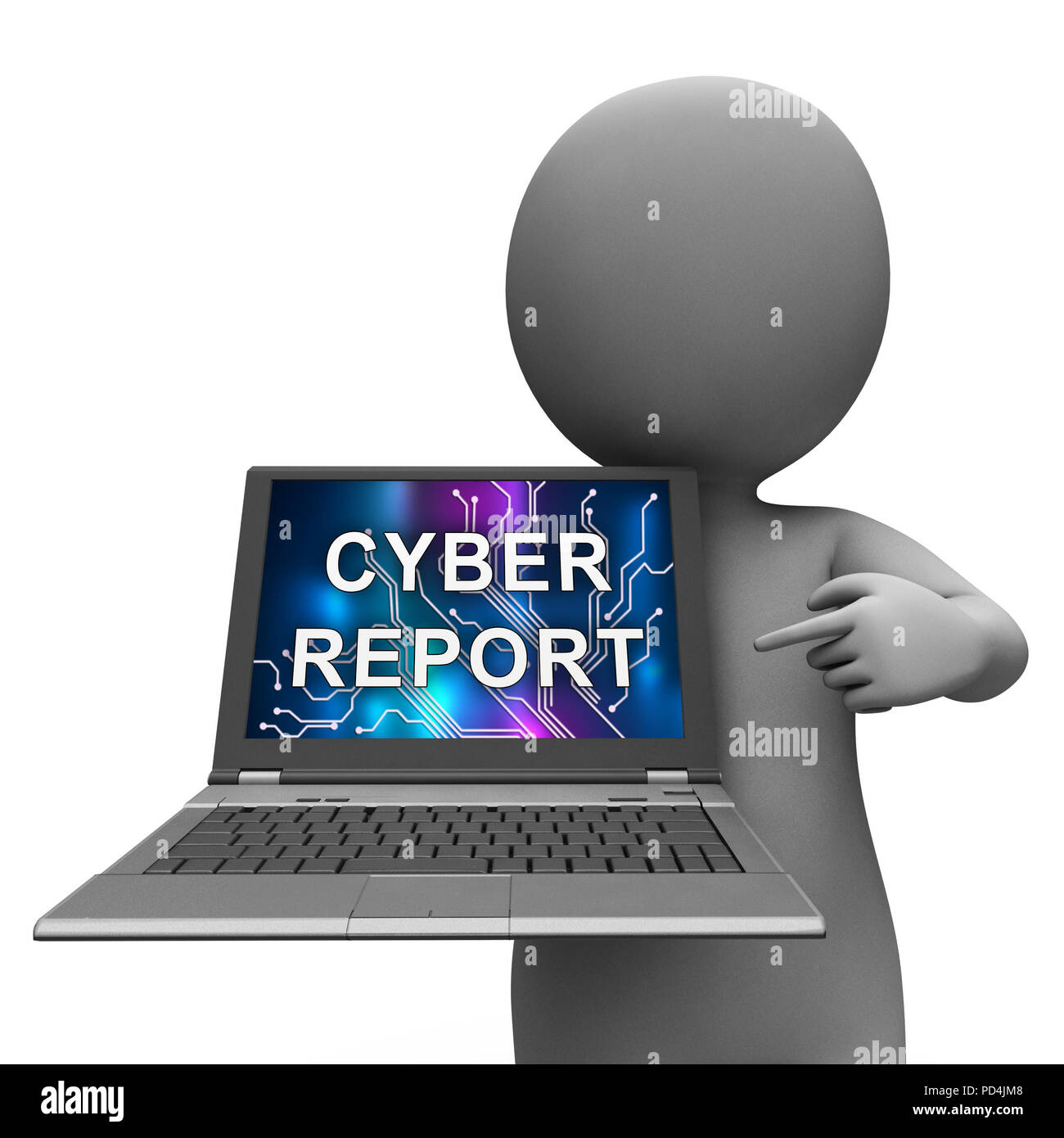 Cyber Report Digital Analytics Results 3d Rendering Shows Cloud ...