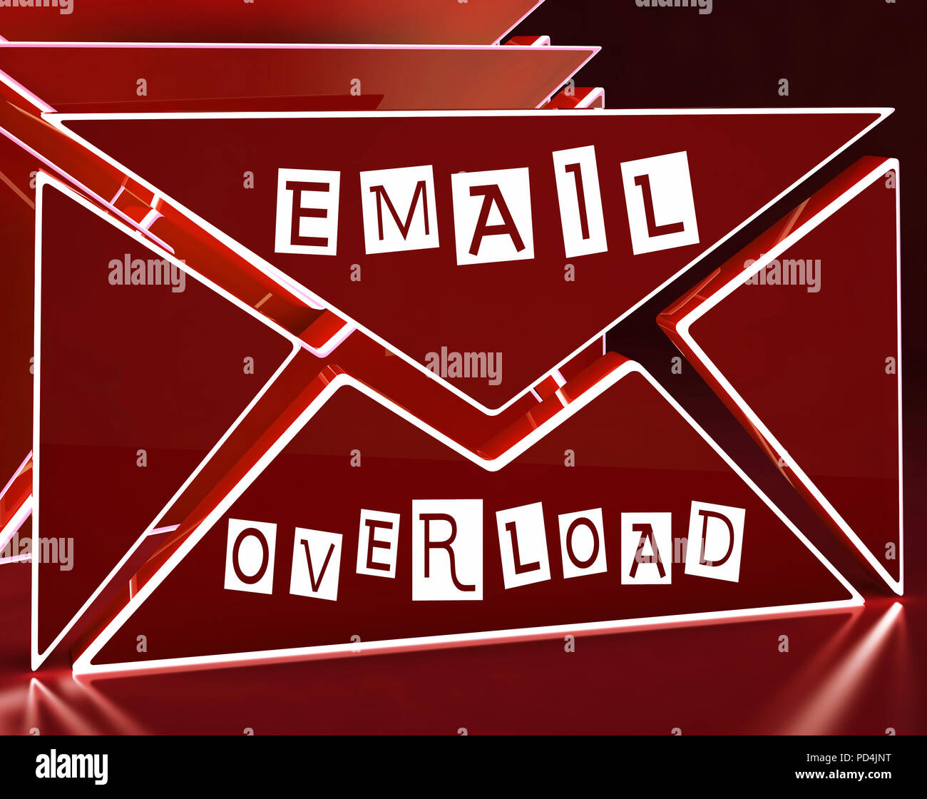 Email Overload Spam Communication Stress 3d Rendering Shows Overwhelmed ...