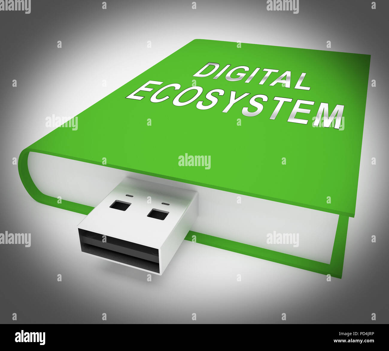 Digital Eco System Data Interaction 3d Rendering Shows Internet ...