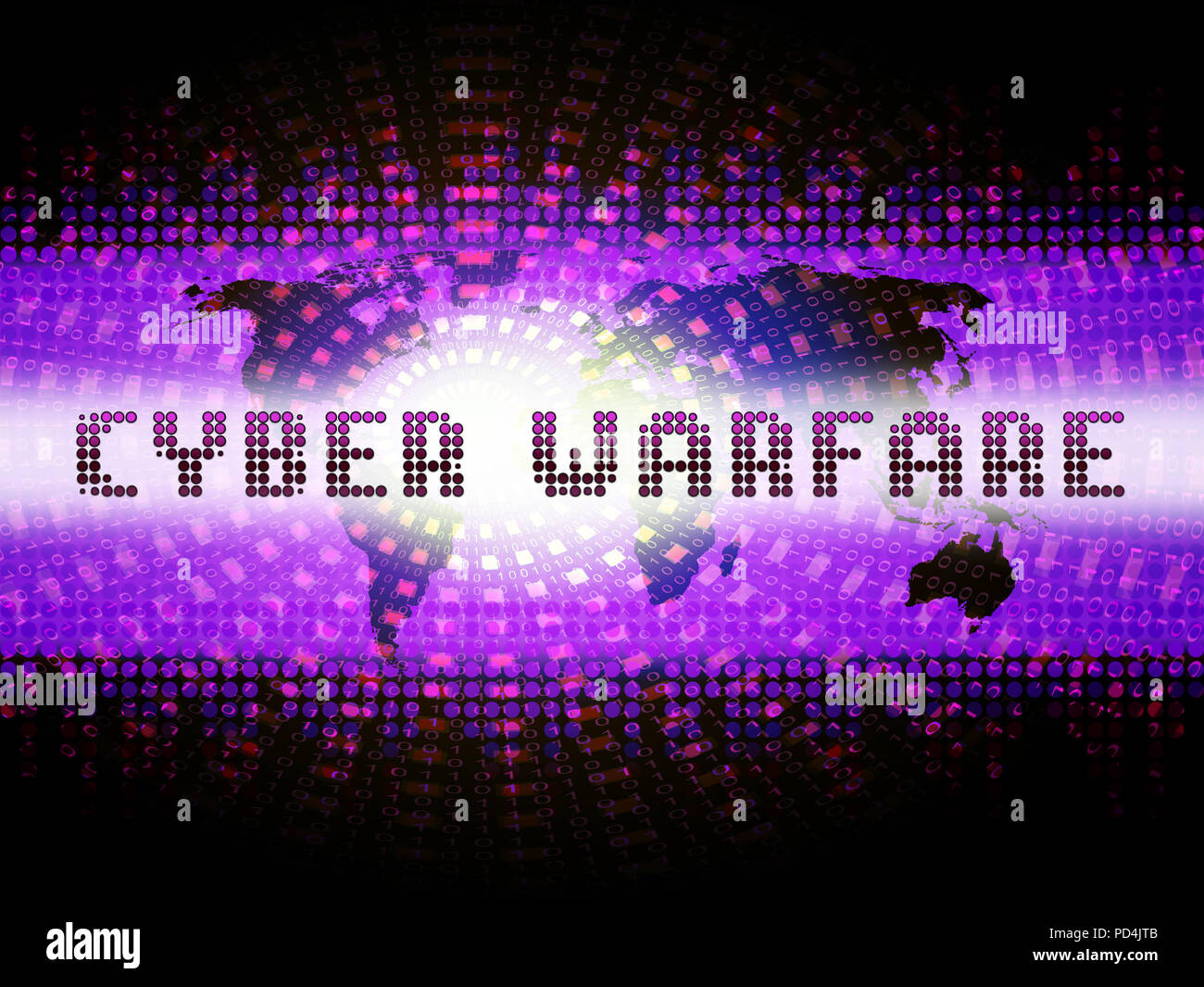Cyberwarfare Digital Armed Attack Surveillance 2d Illustration Shows ...