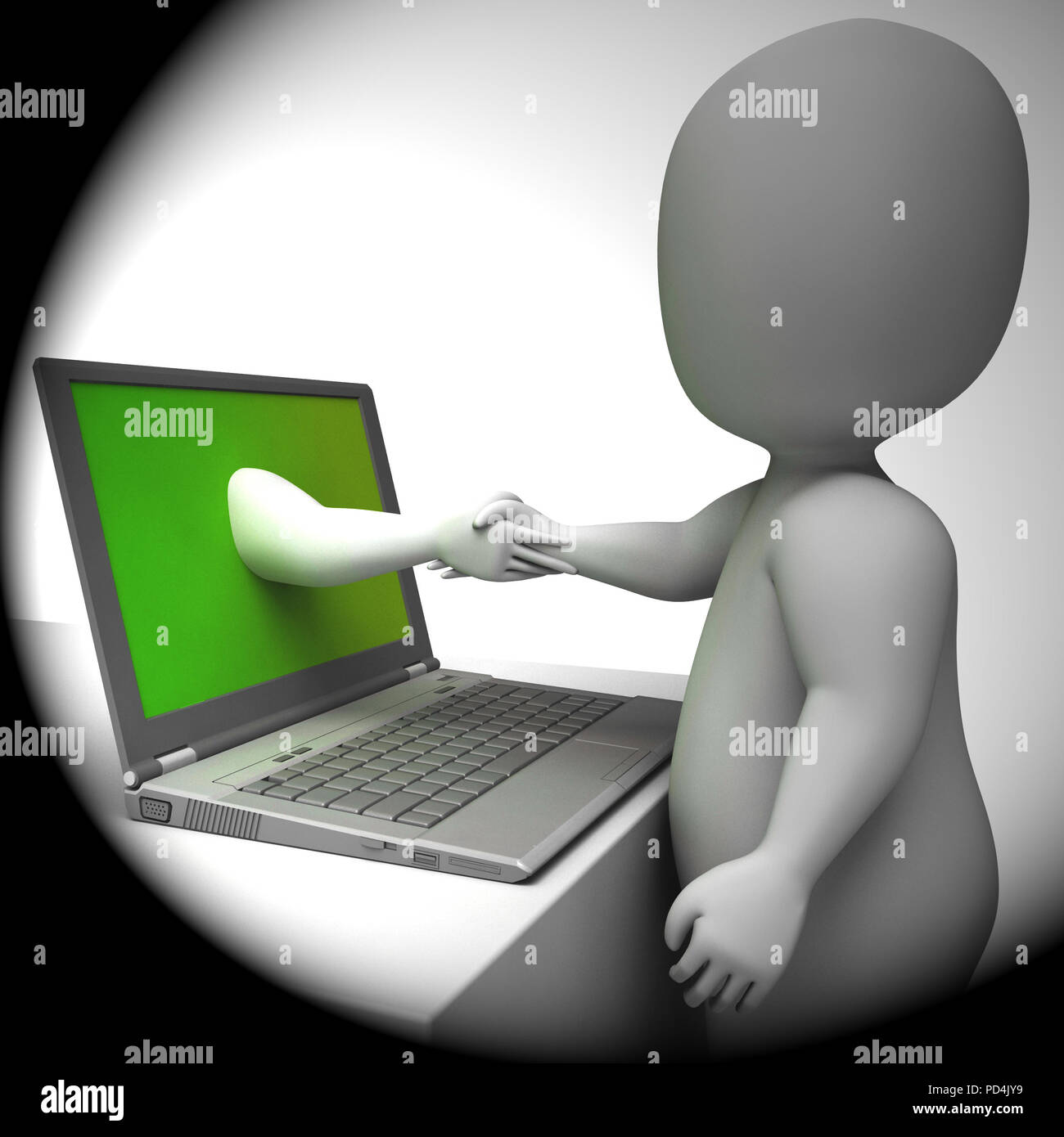 Cyber Handshake Virtual Interaction Sync 3d Rendering Shows Digital ...