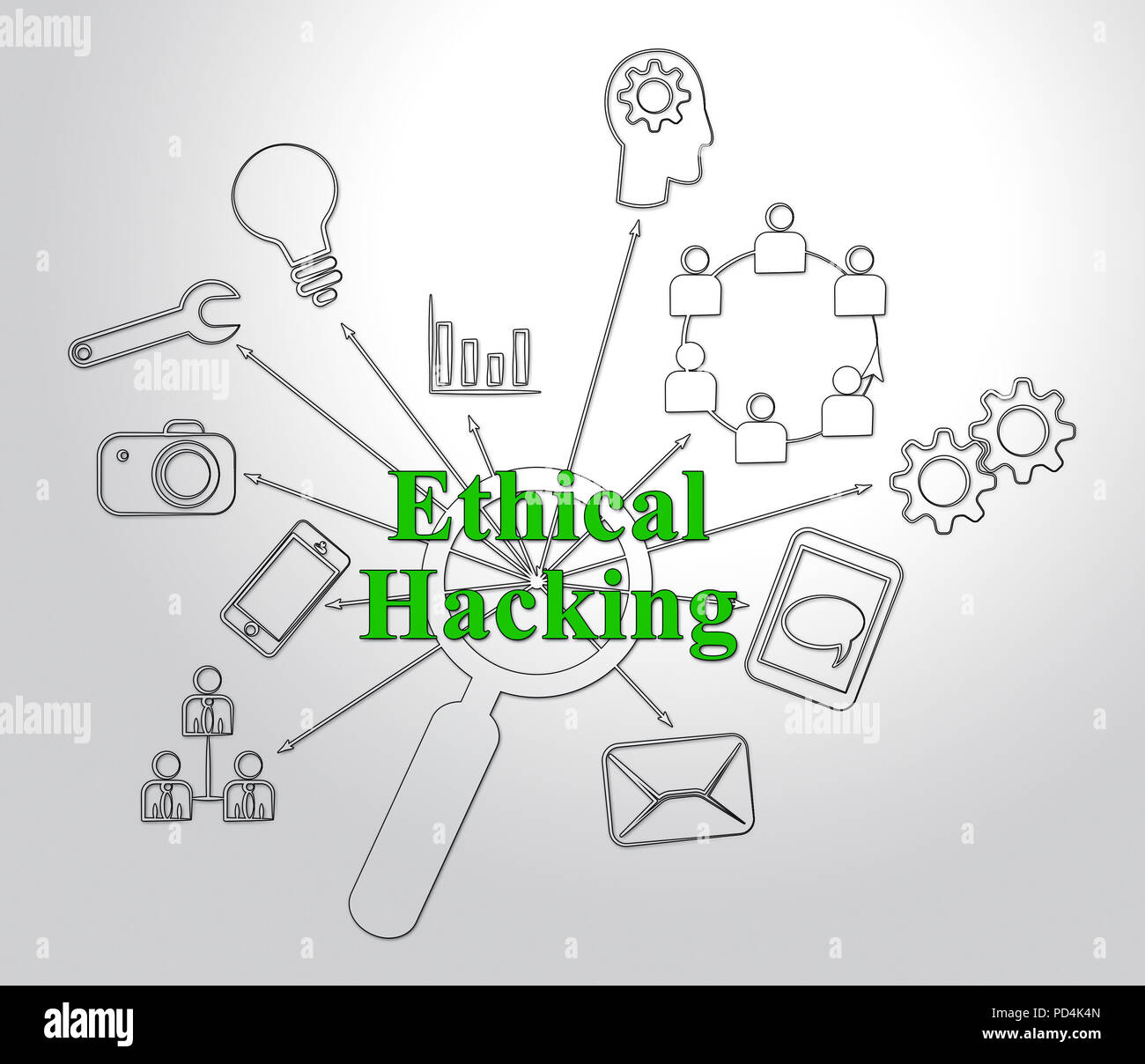 Ethical Hacking Data Breach Tracking 2d Illustration Shows Corporate ...