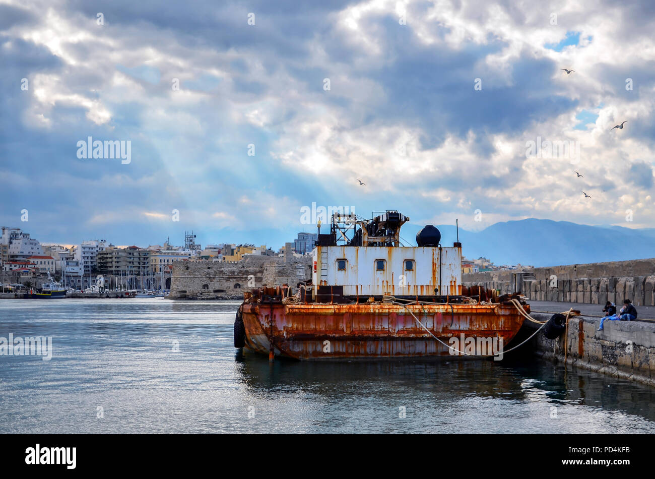 Heraklion, Crete - Greece. Floating Crane at the port of Heraklion ...