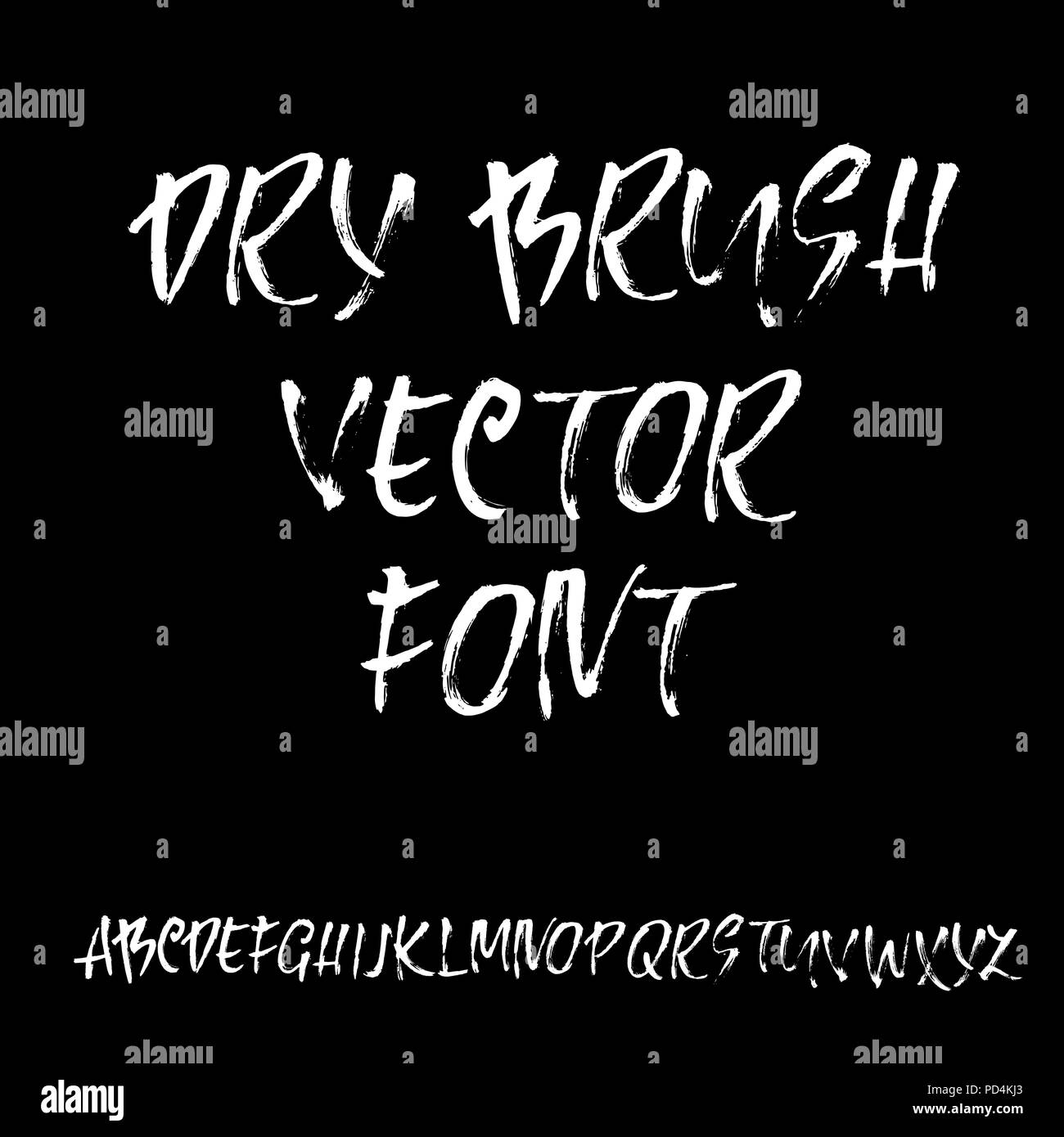 Hand drawn modern dry brush lettering. Grunge style alphabet ...