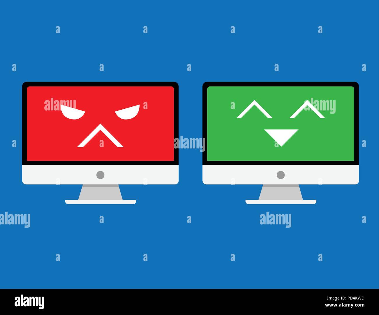 Security and insecurity on computer in trendy flat style isolated on ...