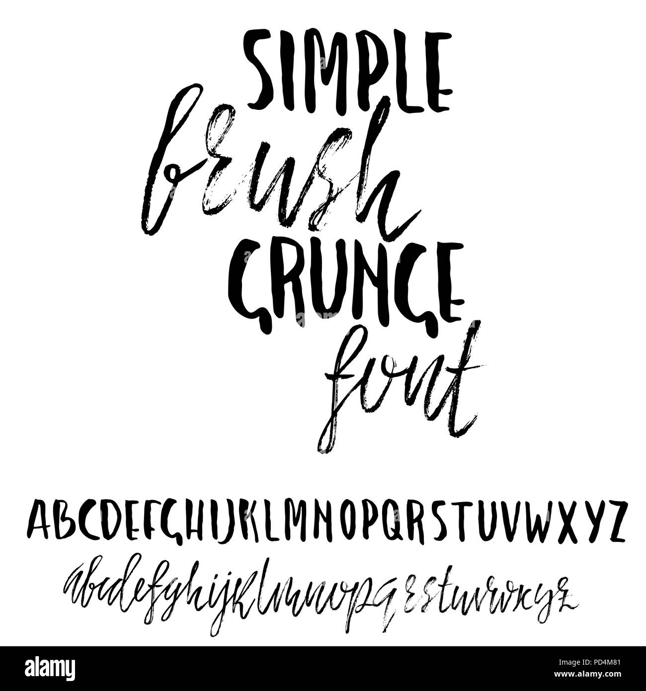 Hand drawn dry brush lettering. Grunge style alphabet. Handwritten font ...