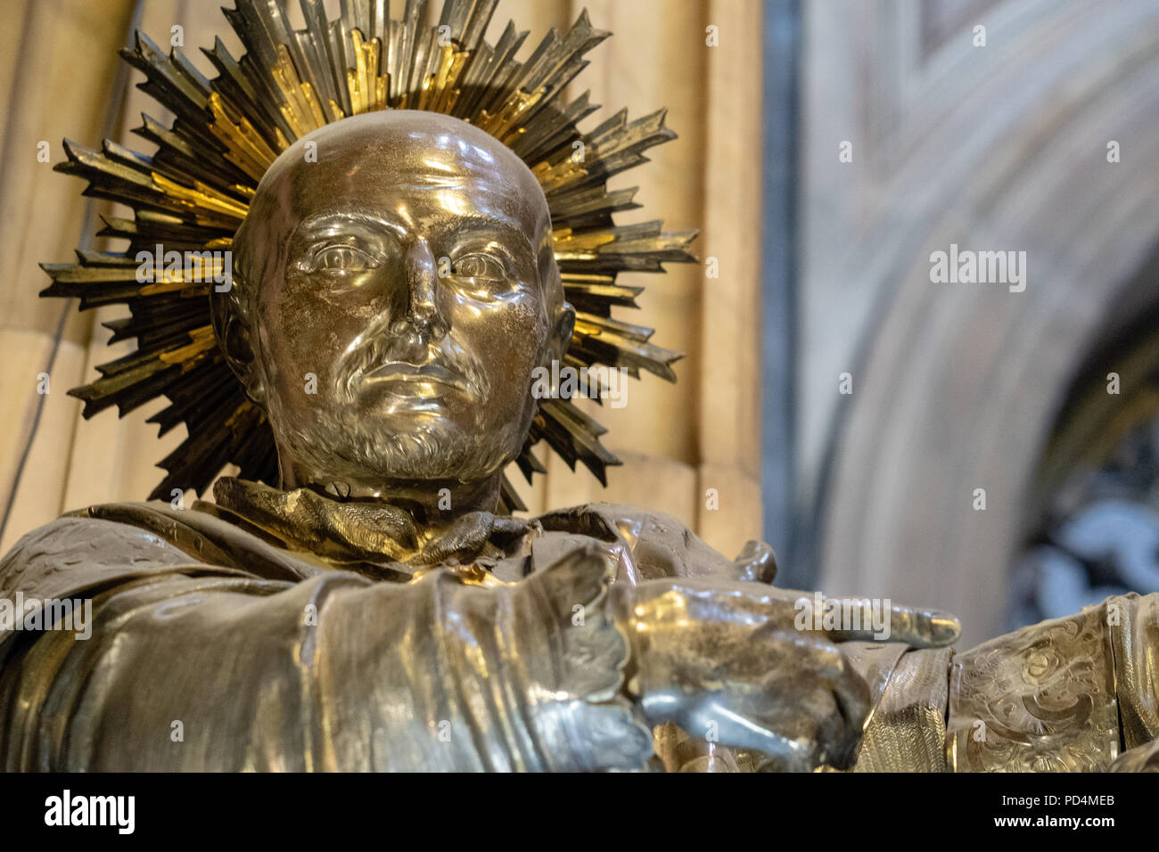 Silver statue of Saint Francis De Geronimo in the Royal Chapel of the ...