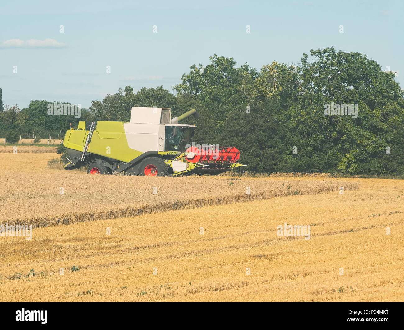 Combine harvester field trees hi-res stock photography and images - Alamy