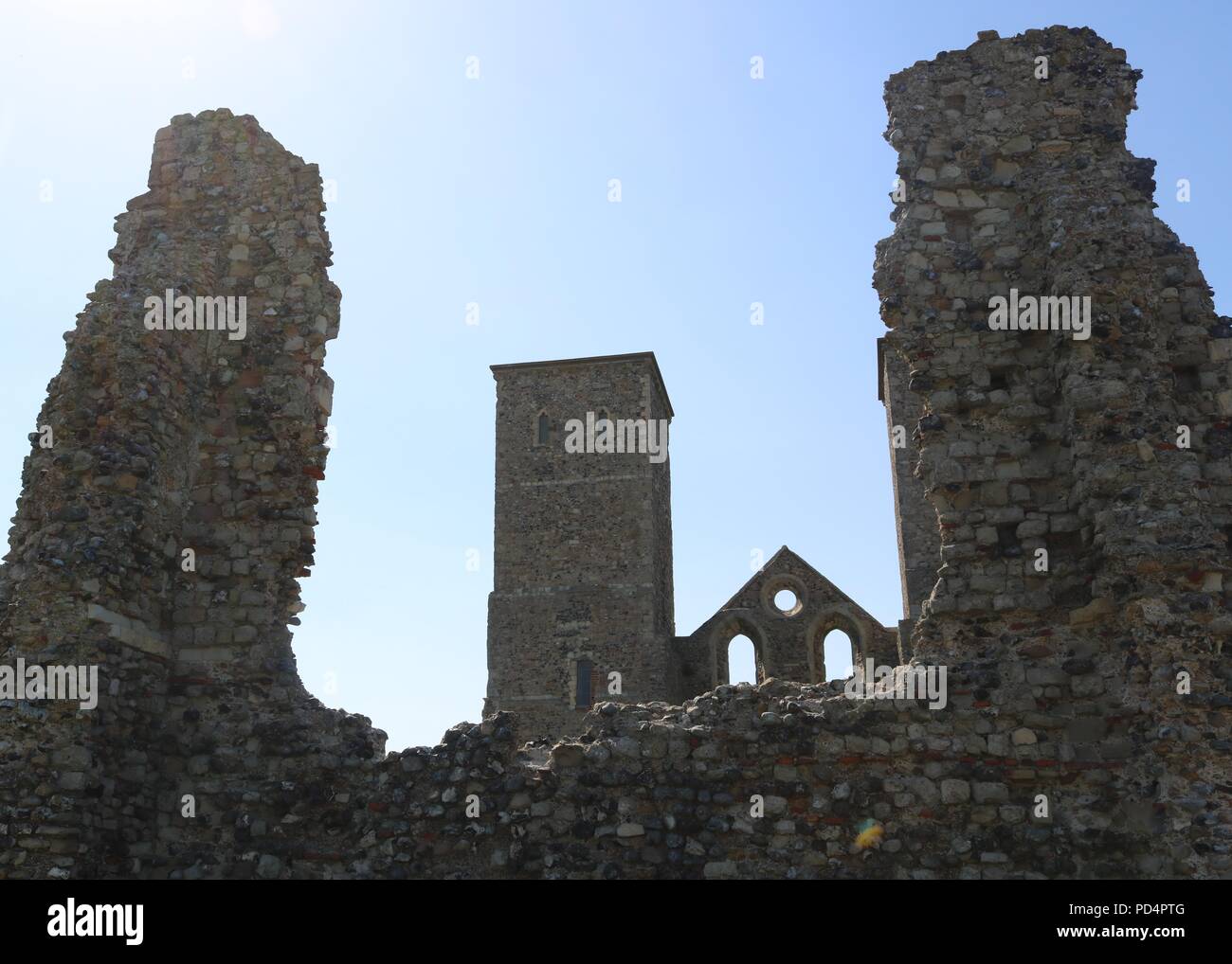 Silhouette of Reculver Towers , Kent Stock Photo - Alamy
