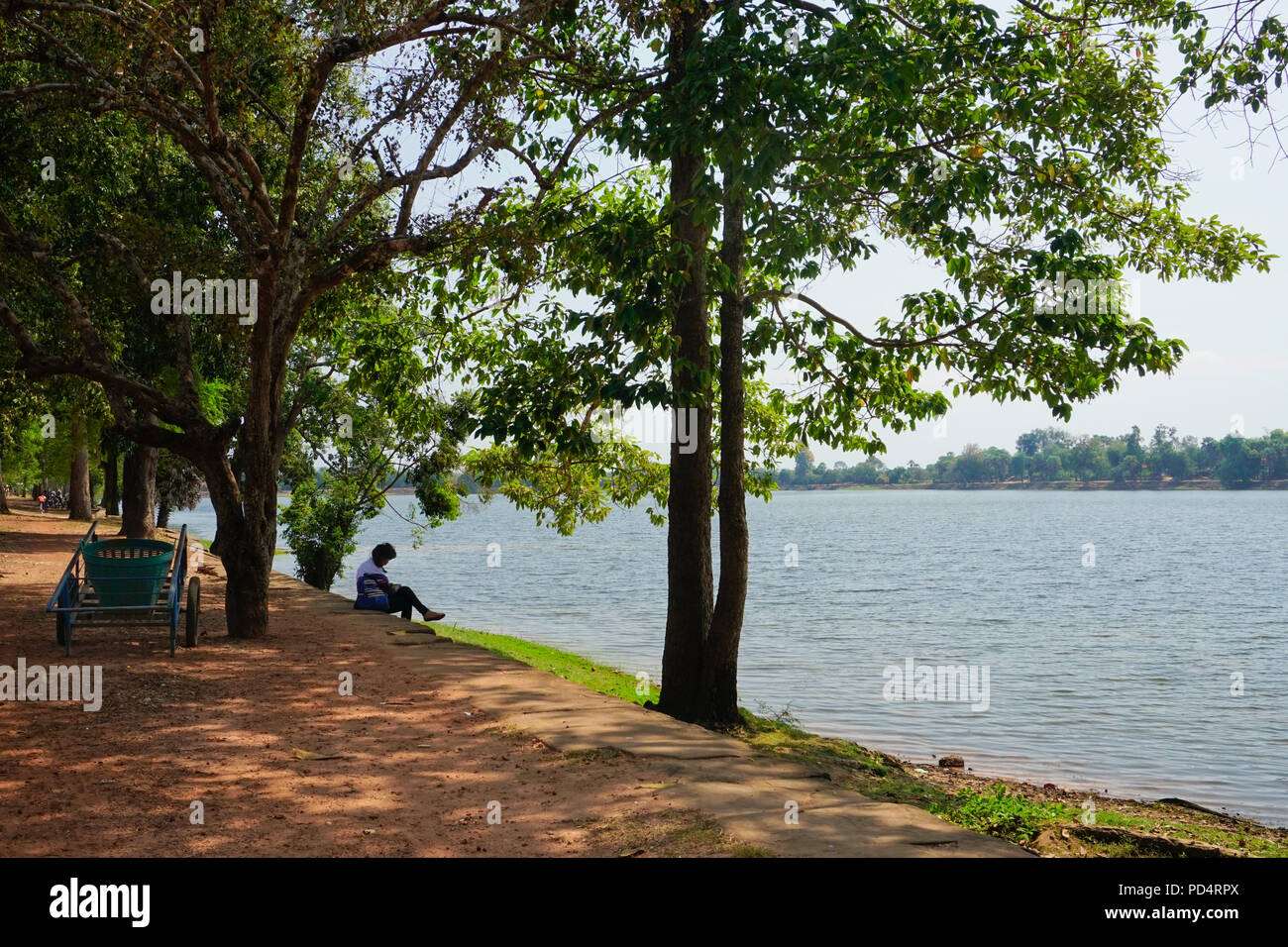 Srah Srang lake at Angkor Wat Temple complex, Siem Reap, Cambodia Stock ...