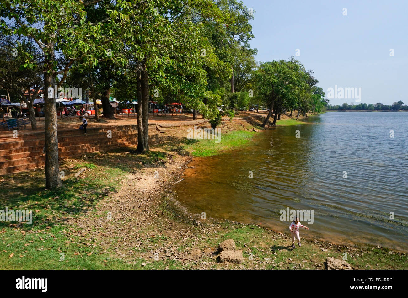 Srah Srang lake at Angkor Wat Temple complex, Siem Reap, Cambodia Stock ...