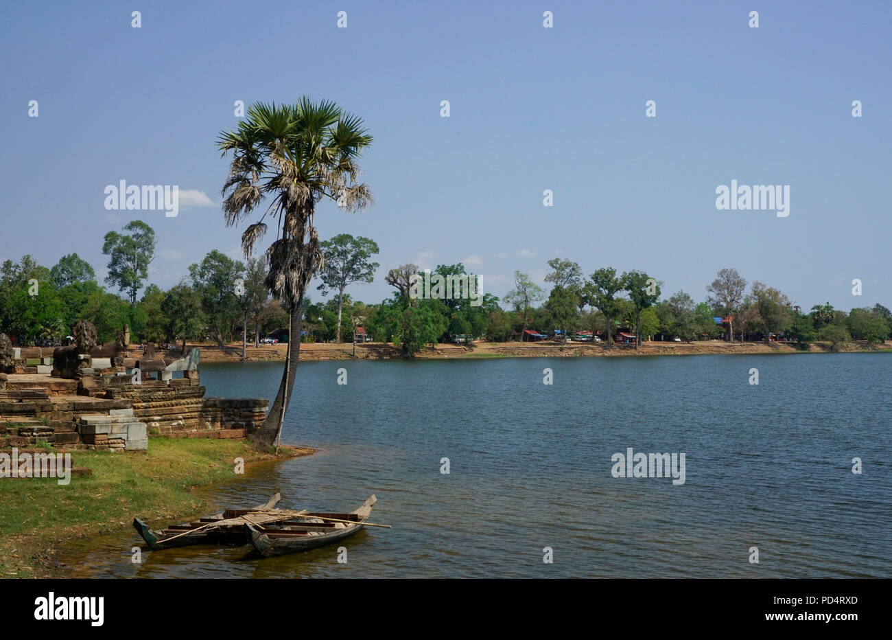 Srah Srang lake at Angkor Wat Temple complex, Siem Reap, Cambodia Stock ...