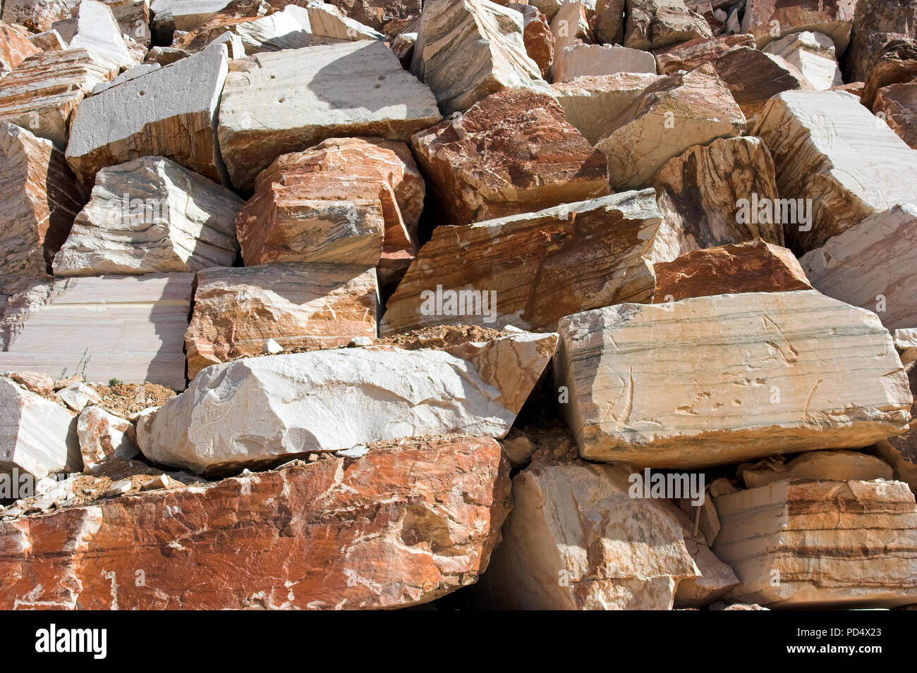 Big blocks of raw marble in a quarry in Estremoz (Alentejo - Portugal ...